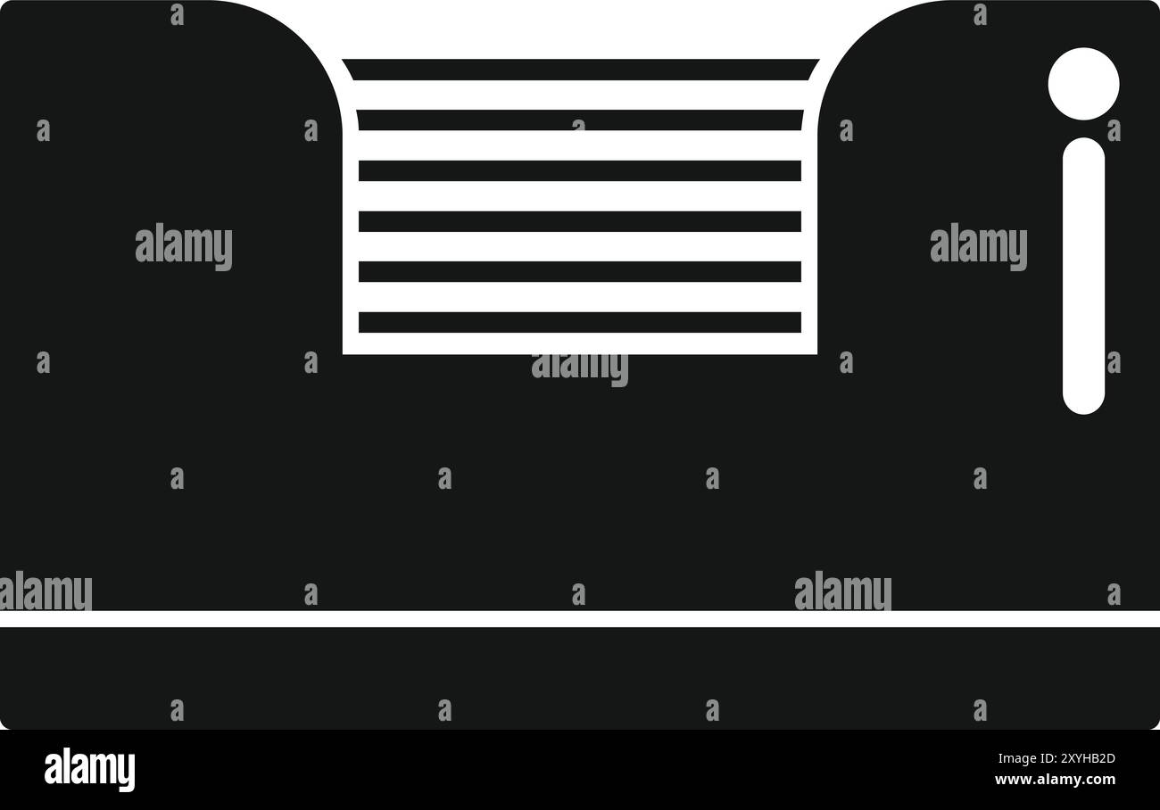 Black silhouette of a paper tray holding a letter with an information ...