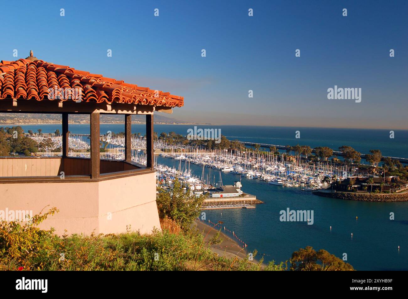 A red tiled gazebo o the top of a hill offers a panoramic view of the ...