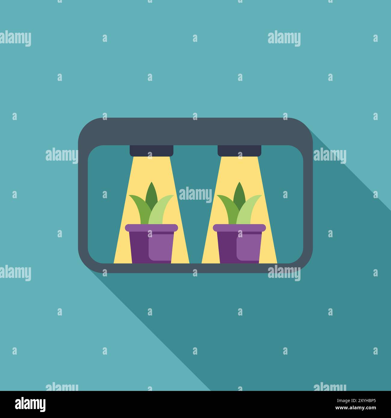 Plants growing under led lights in an indoor farm, flat design icon ...