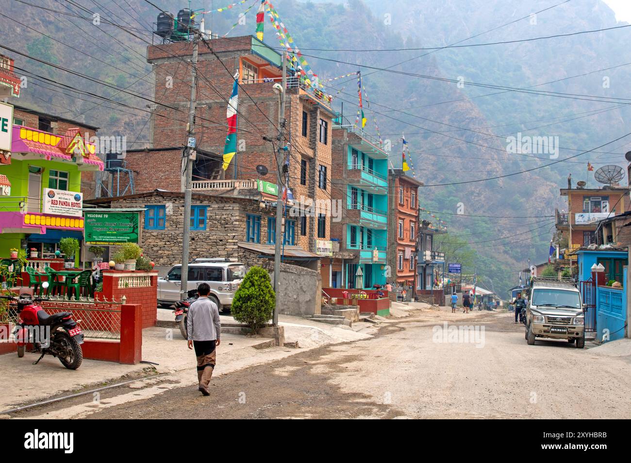 The town of Syabrubesi, the starting point for treks into Langtang ...