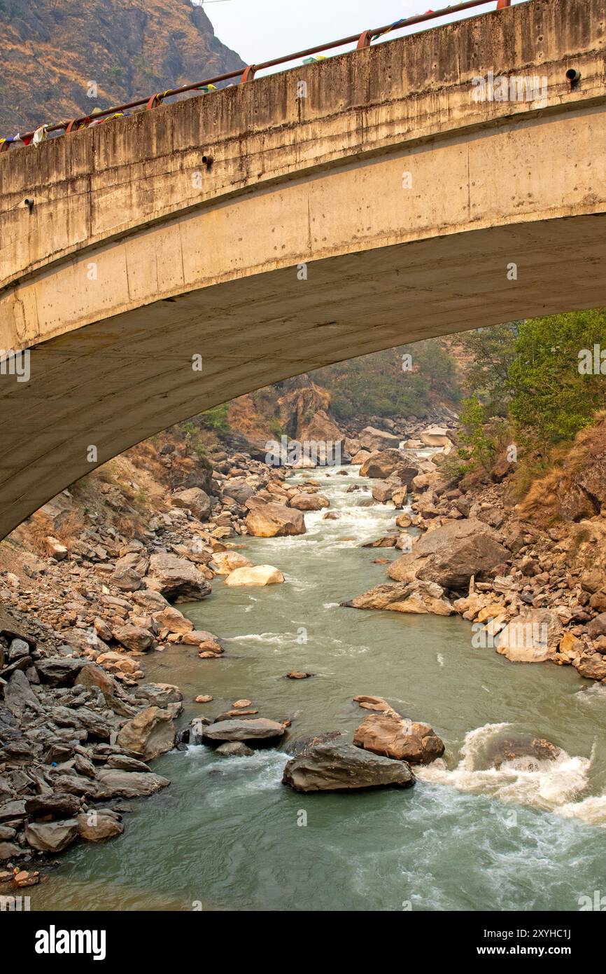 The Trishuli River near Syabrubesi, Langtang National Park Stock Photo ...