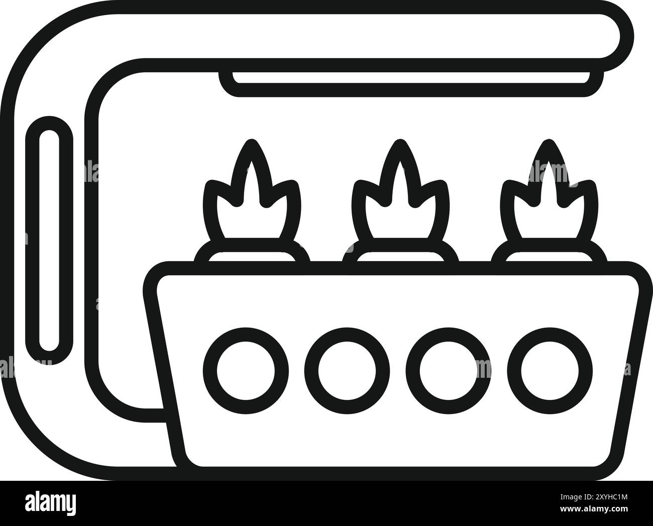 Smart farm hydroponic system with a led lamp growing plants icon ...