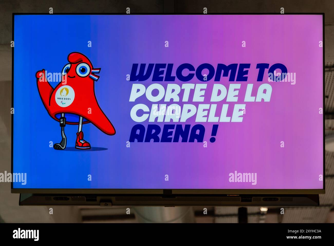 Paris, France. 29th Aug, 2024. Illuminated sign in the hallways of the ...