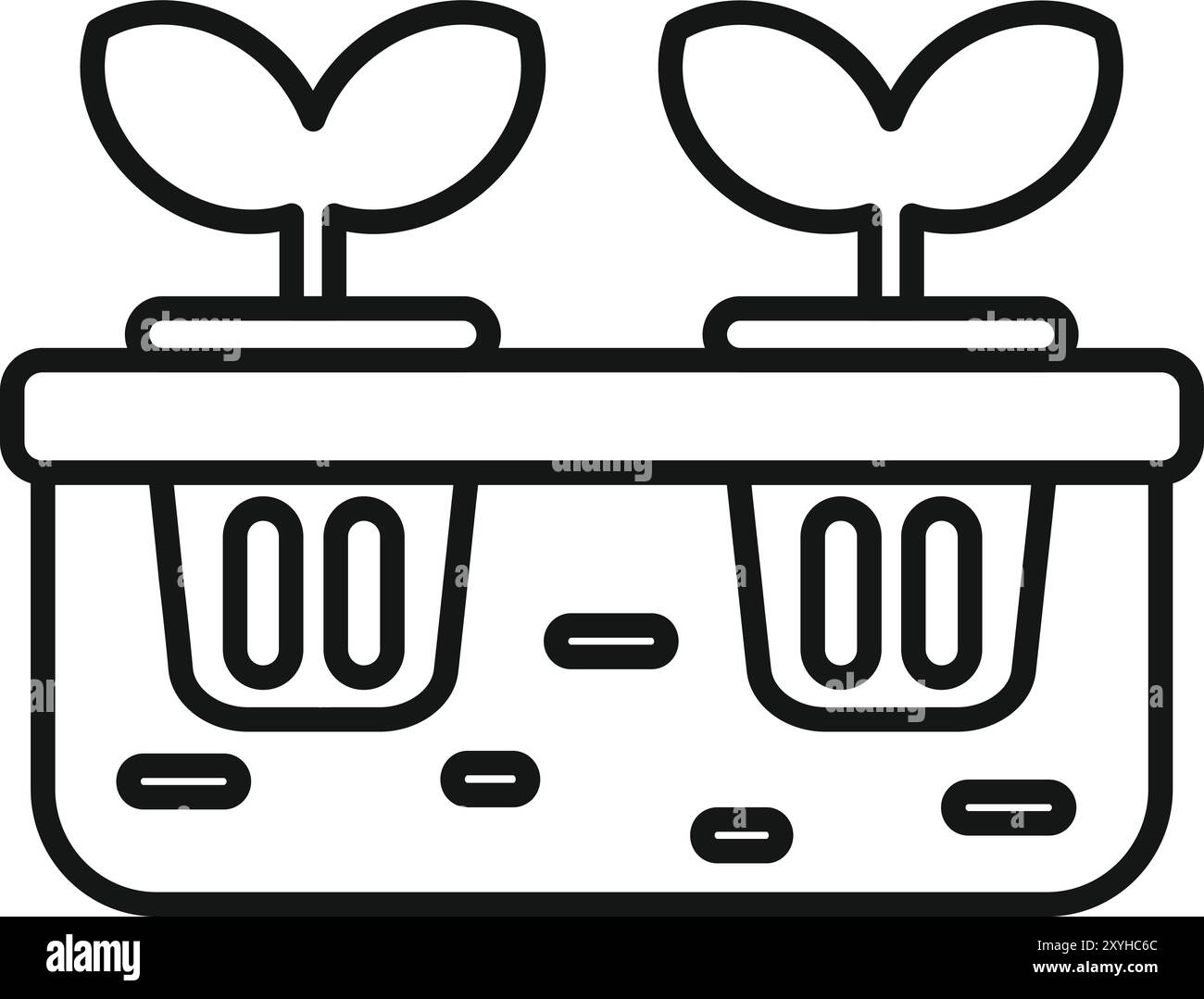 Hydroponic system growing plants icon, hydroponics plants thin line ...