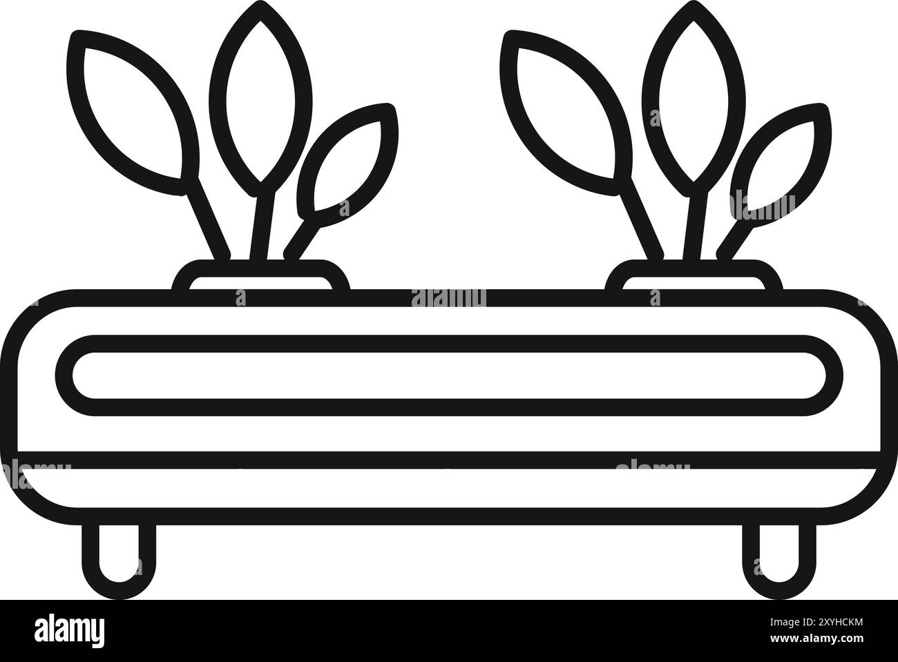 Simple icon of an automated indoor garden system growing a variety of ...