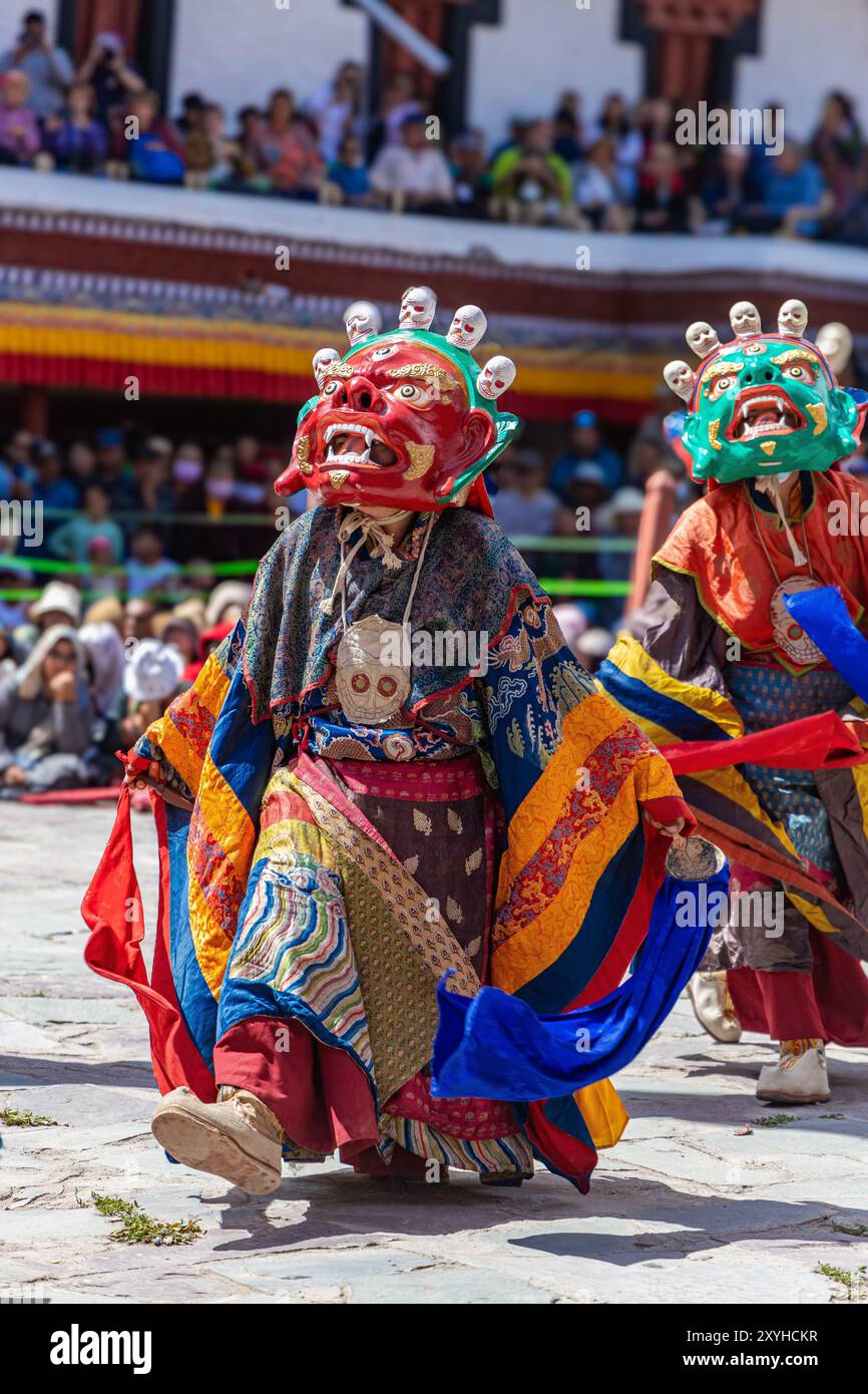 Ladakhi monks wearing traditional costume and performing Cham dance at ...