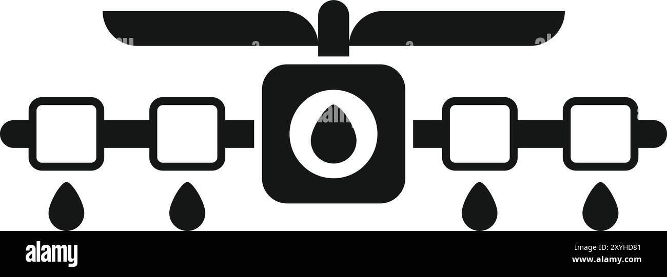 Black icon of a smart irrigation system, efficiently delivering water ...