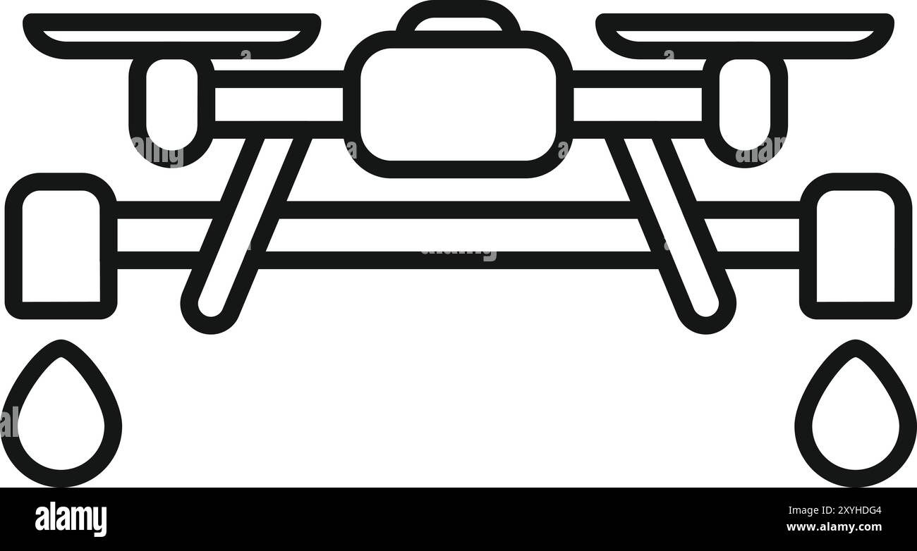 This icon represents an agriculture drone spraying liquid fertilizer on ...