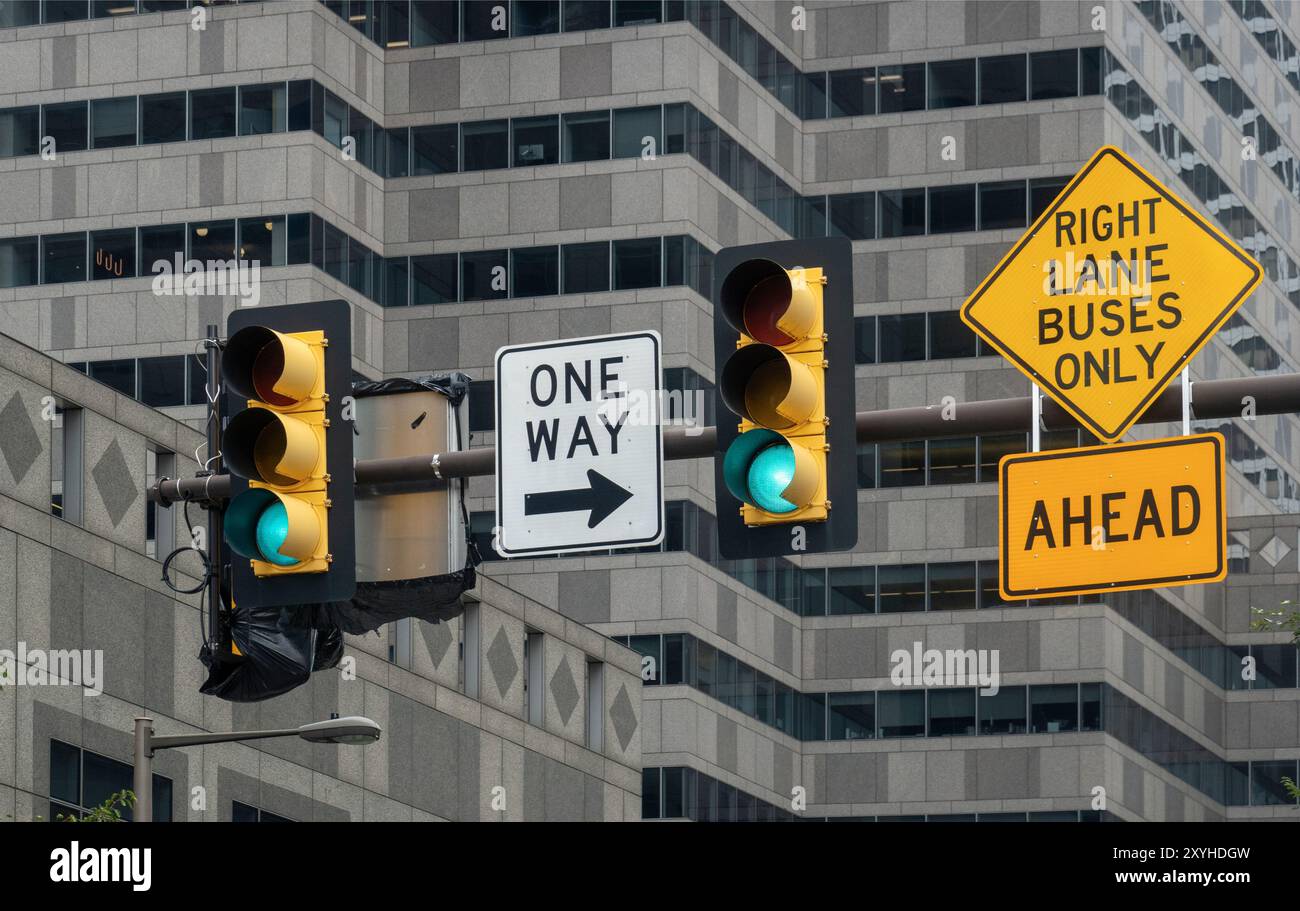 traffic stop signs in downtown Philadelphia PA Stock Photo - Alamy