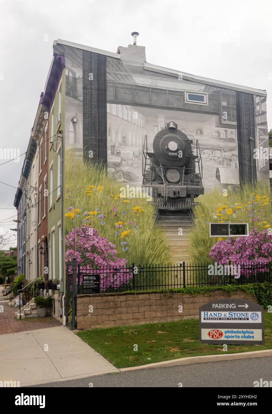 Industrious light: Baldwin locomotive works public mural on a house in ...