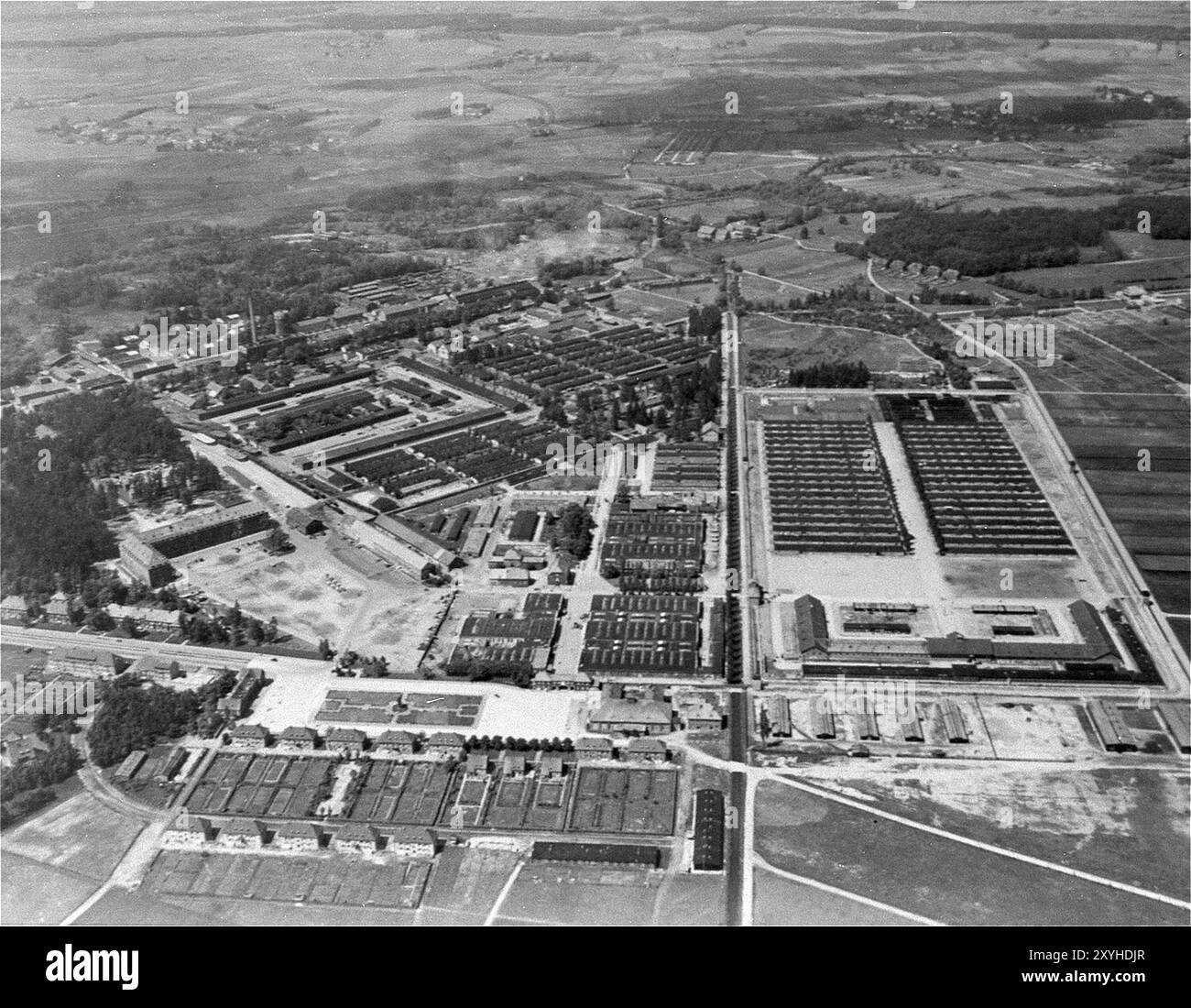 An aerial view of Dachau. Dachau was the first nazi concentration camp ...