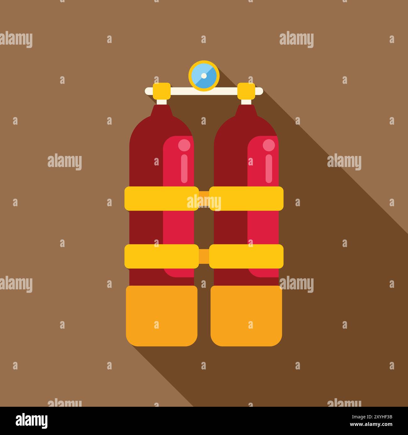 Icon of a scuba diving oxygen tank, featuring a pressure gauge for ...