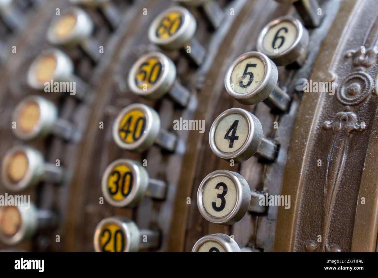 Selective focus, numbers, vintage cash register Stock Photo - Alamy