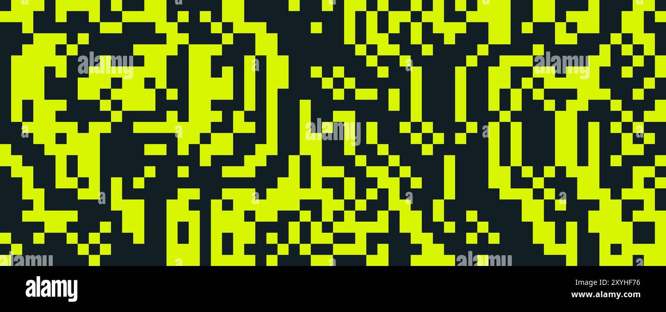 Neon pixelated random texture. Yellow and black dithered pixel ...