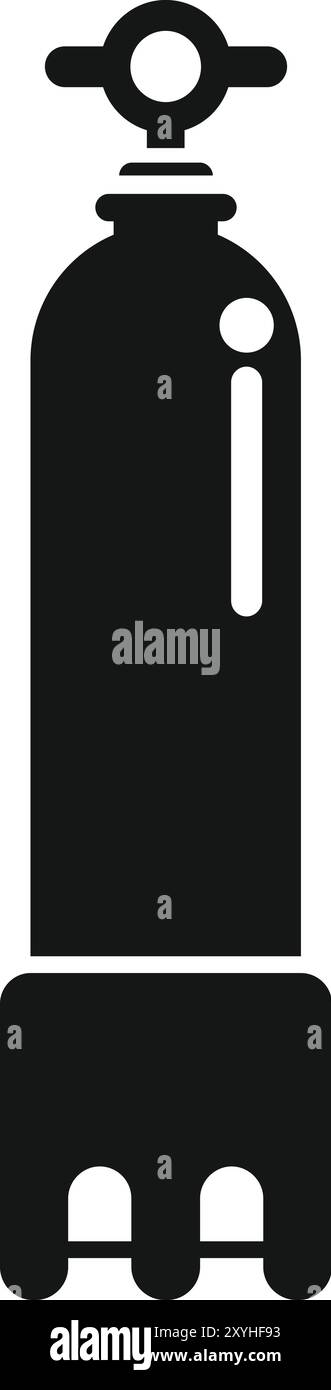 Black isolated vector illustration of oxygen cylinder on white ...