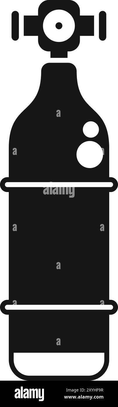 Black oxygen cylinder icon depicting essential diving equipment for ...