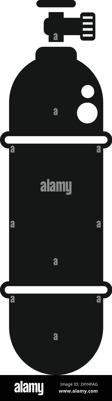 Black silhouette of an oxygen cylinder, essential equipment for scuba ...