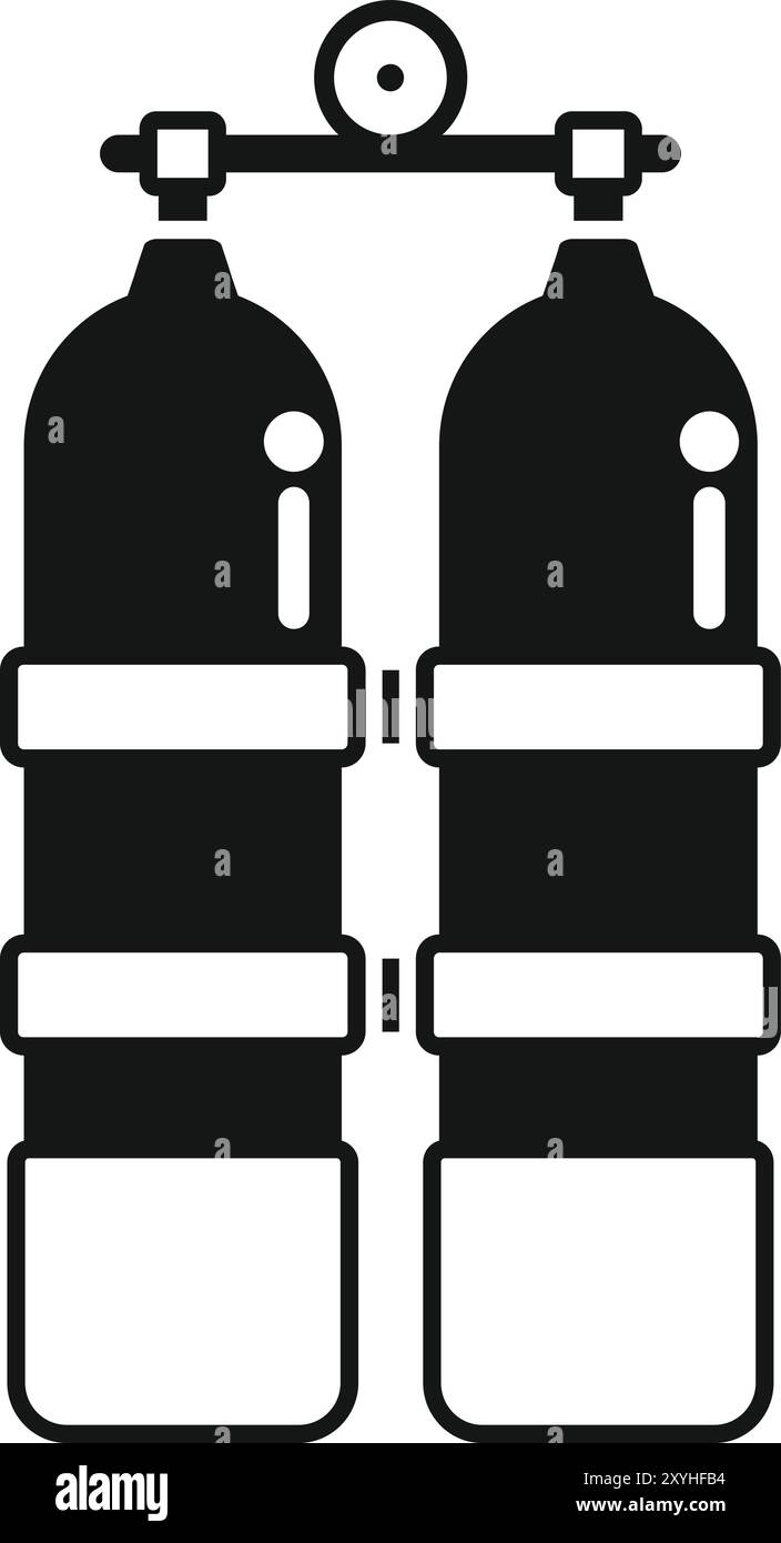 Oxygen tanks for diving with gauge showing air level icon Stock Vector ...