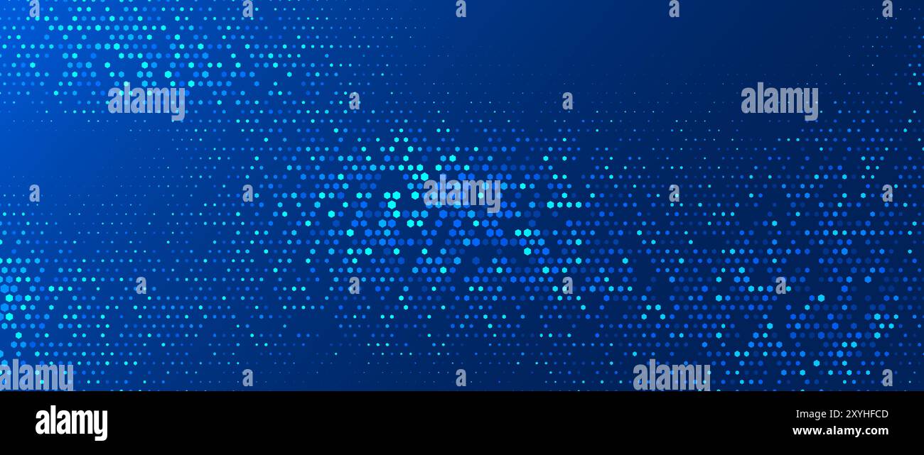 Blue glowing hexagon background. Abstract hexagonal grid gradient ...
