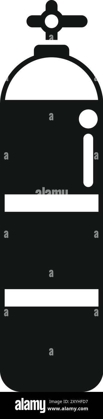 Black isolated vector illustration of full oxygen cylinder for diving ...