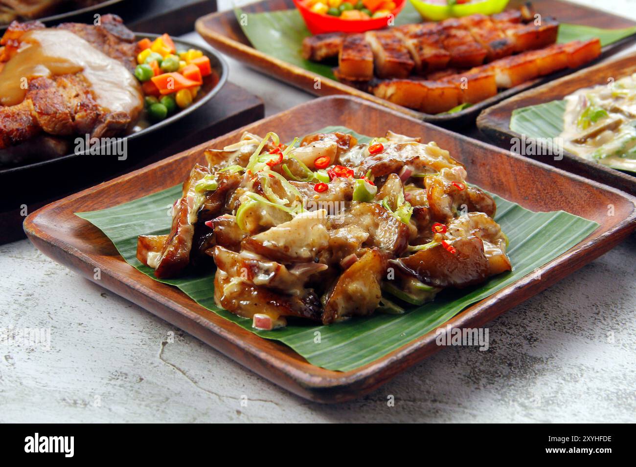 Photo of freshly cooked Filipino food called Pork Dinakdakan Stock ...