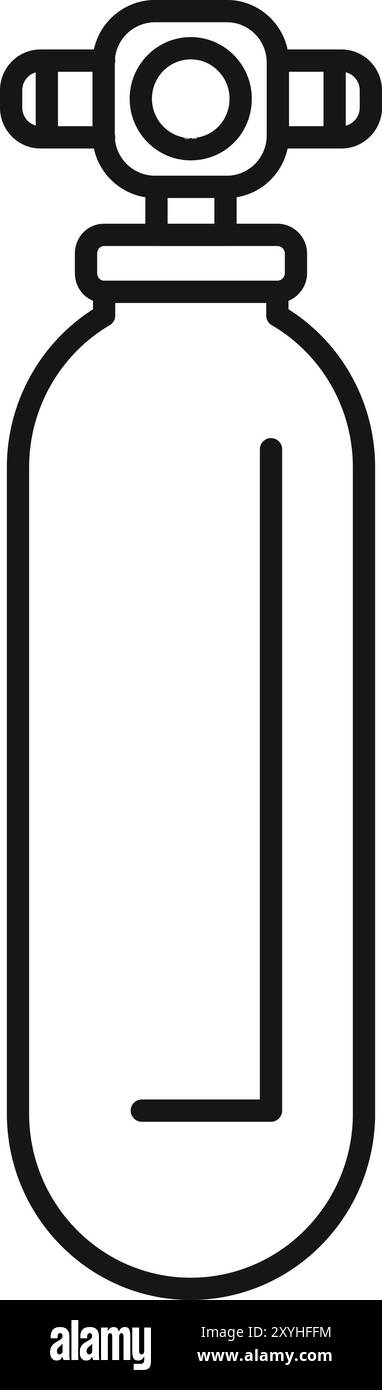 Simple oxygen cylinder icon depicting diving equipment for safe ...