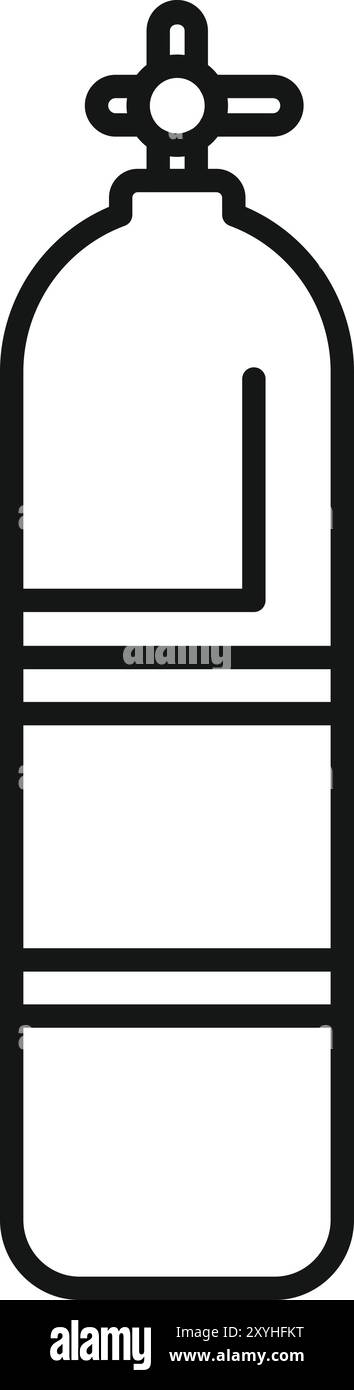 Simple oxygen tank icon rendered in black outlines, perfect for ...
