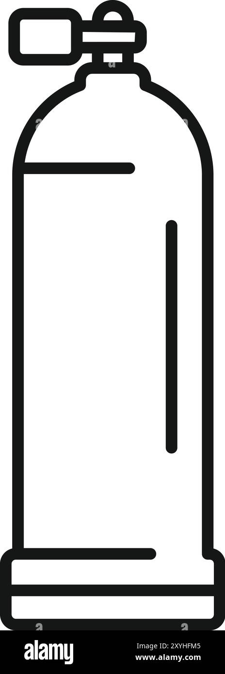 Simple oxygen cylinder for diving with valve on top, line art vector ...