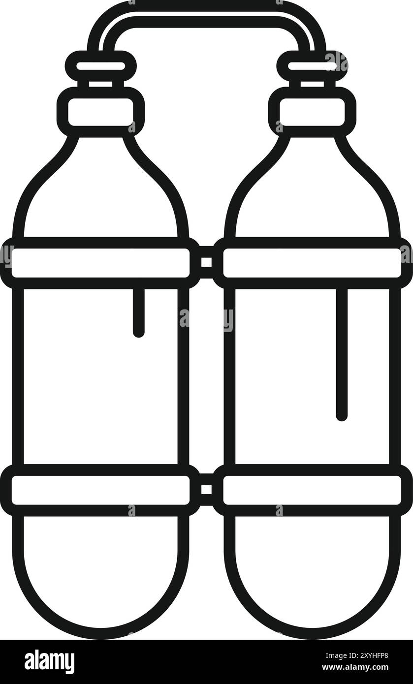 Simple line art icon of a double scuba diving tank, perfect for ...