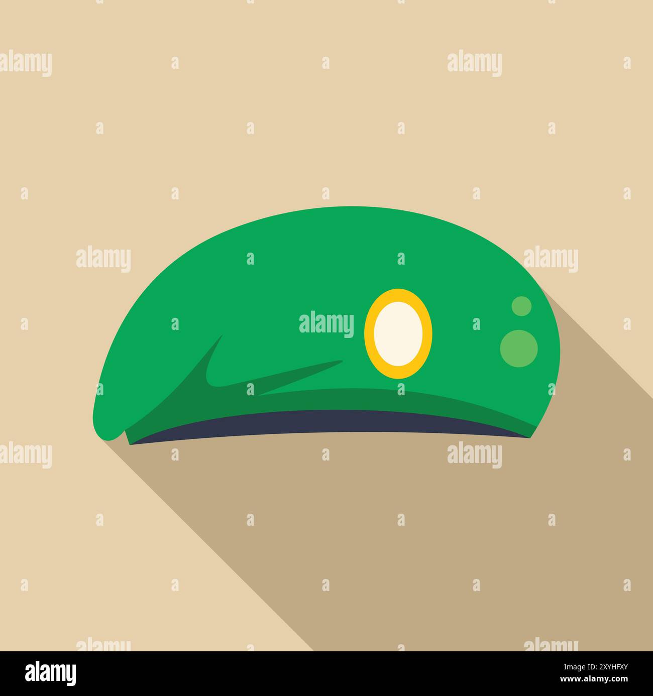 Green military beret with a yellow cockade is lying on a neutral ...