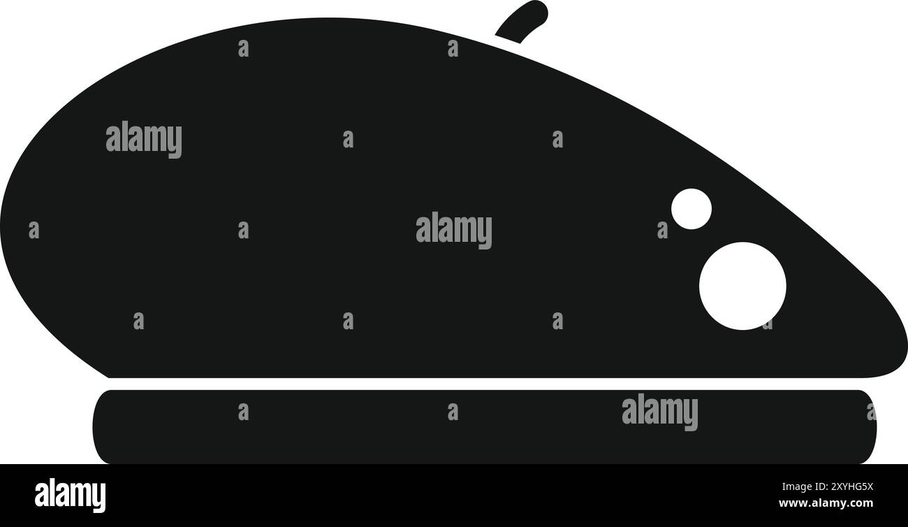 Simple vector icon of a classic black french beret hat, a symbol of ...