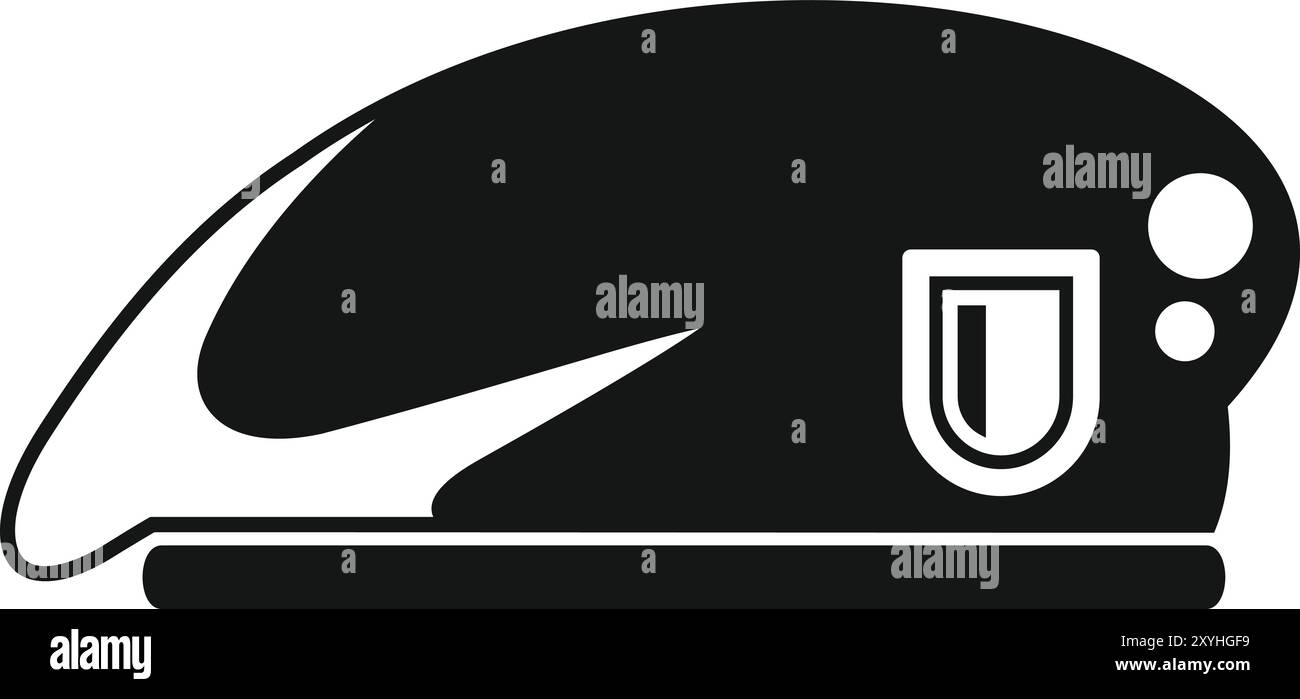 Military beret with badge and insignia side view silhouette icon Stock ...