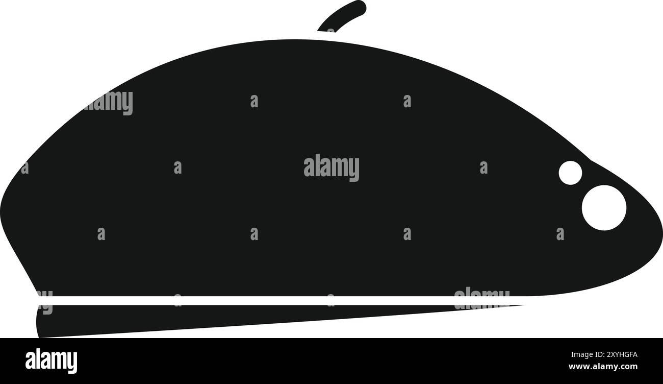 Black classic french beret side view icon in simple style isolated on ...