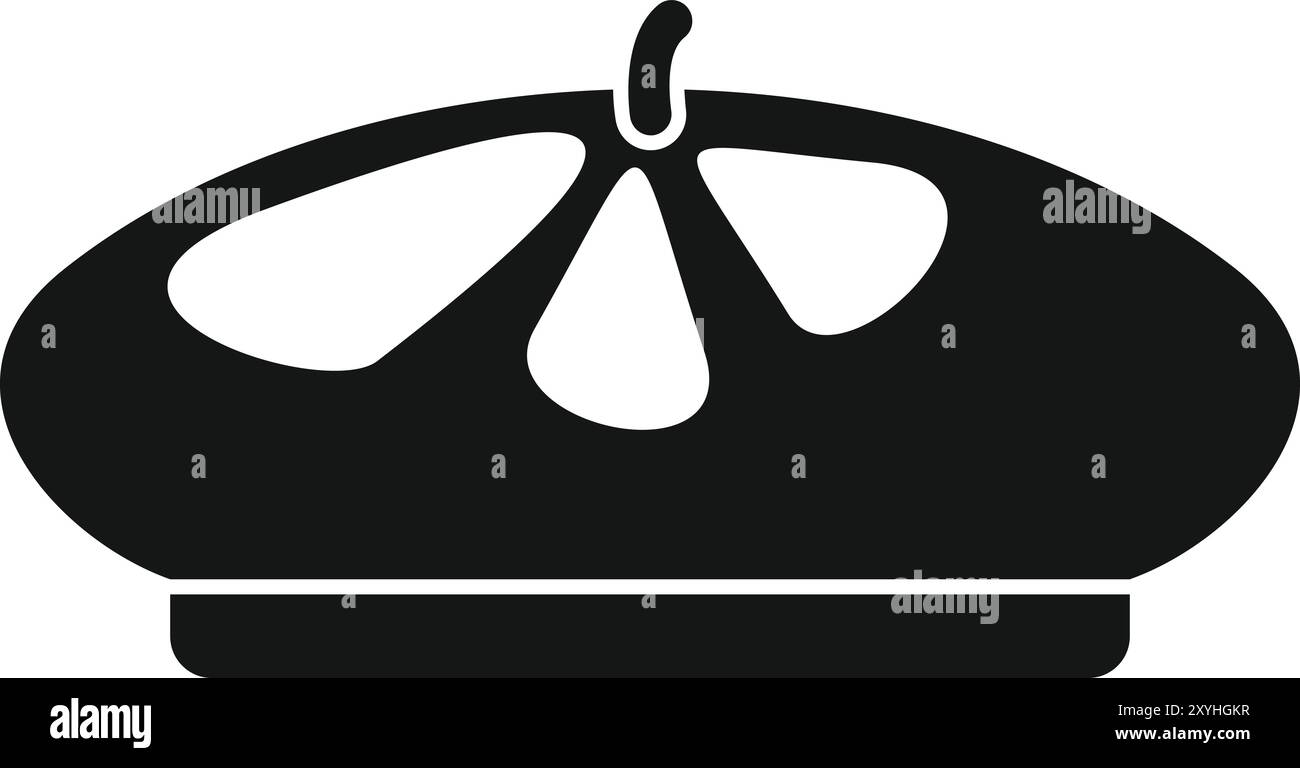 Simple black and white vector illustration of a classic french beret, a ...