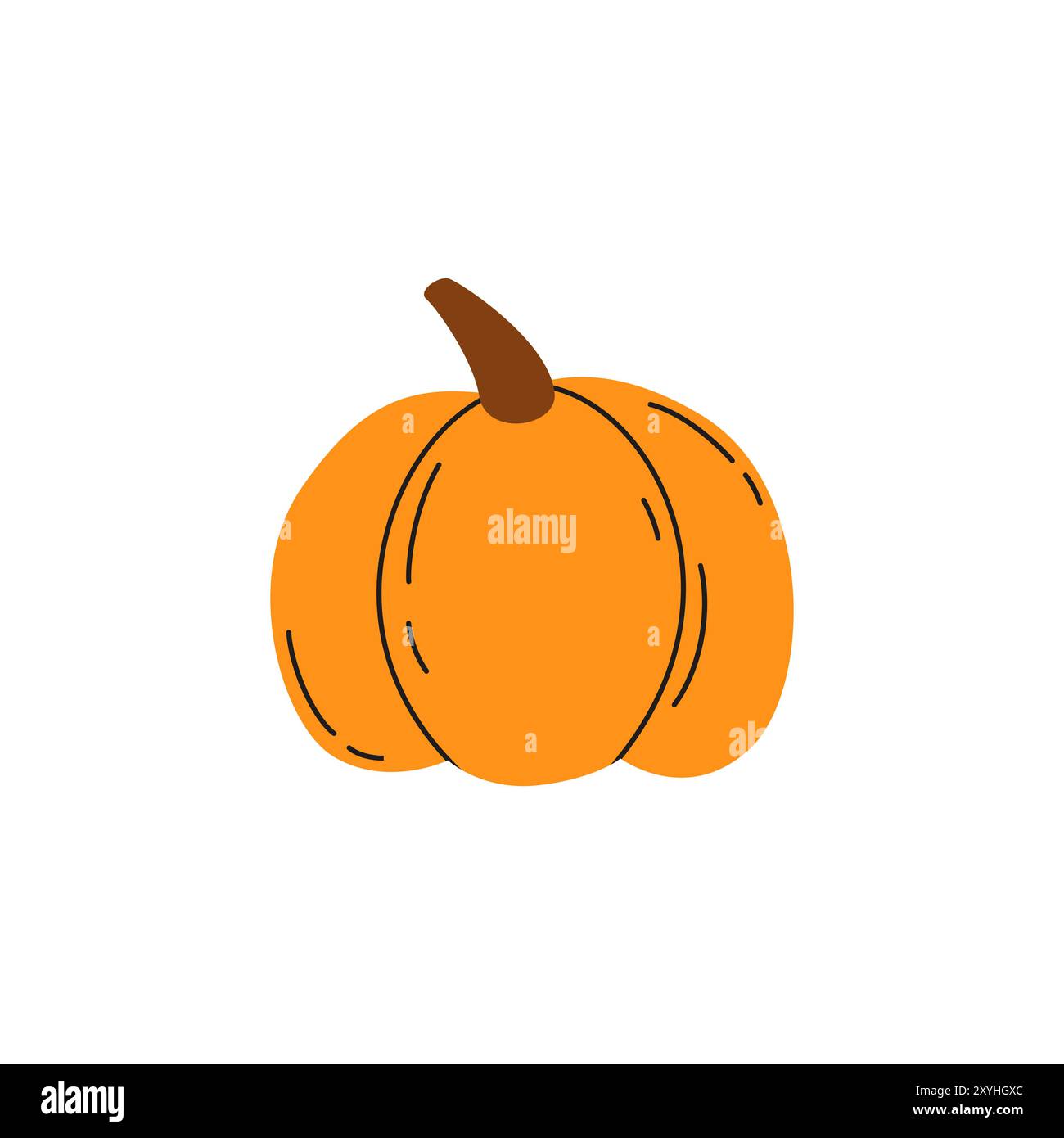 Orange pumpkin vector illustration. Flat style. Halloween, autumn, fall ...