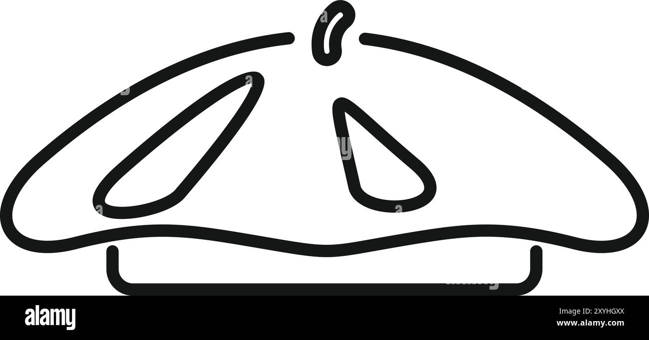 Simple line art drawing of a french beret, capturing the essence of ...