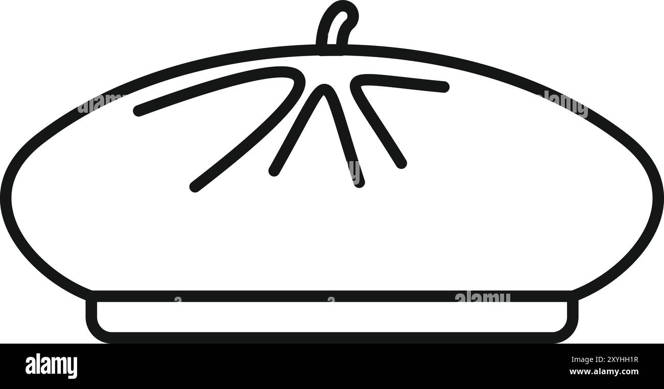 This simple black and white line drawing represents a soft, round ...