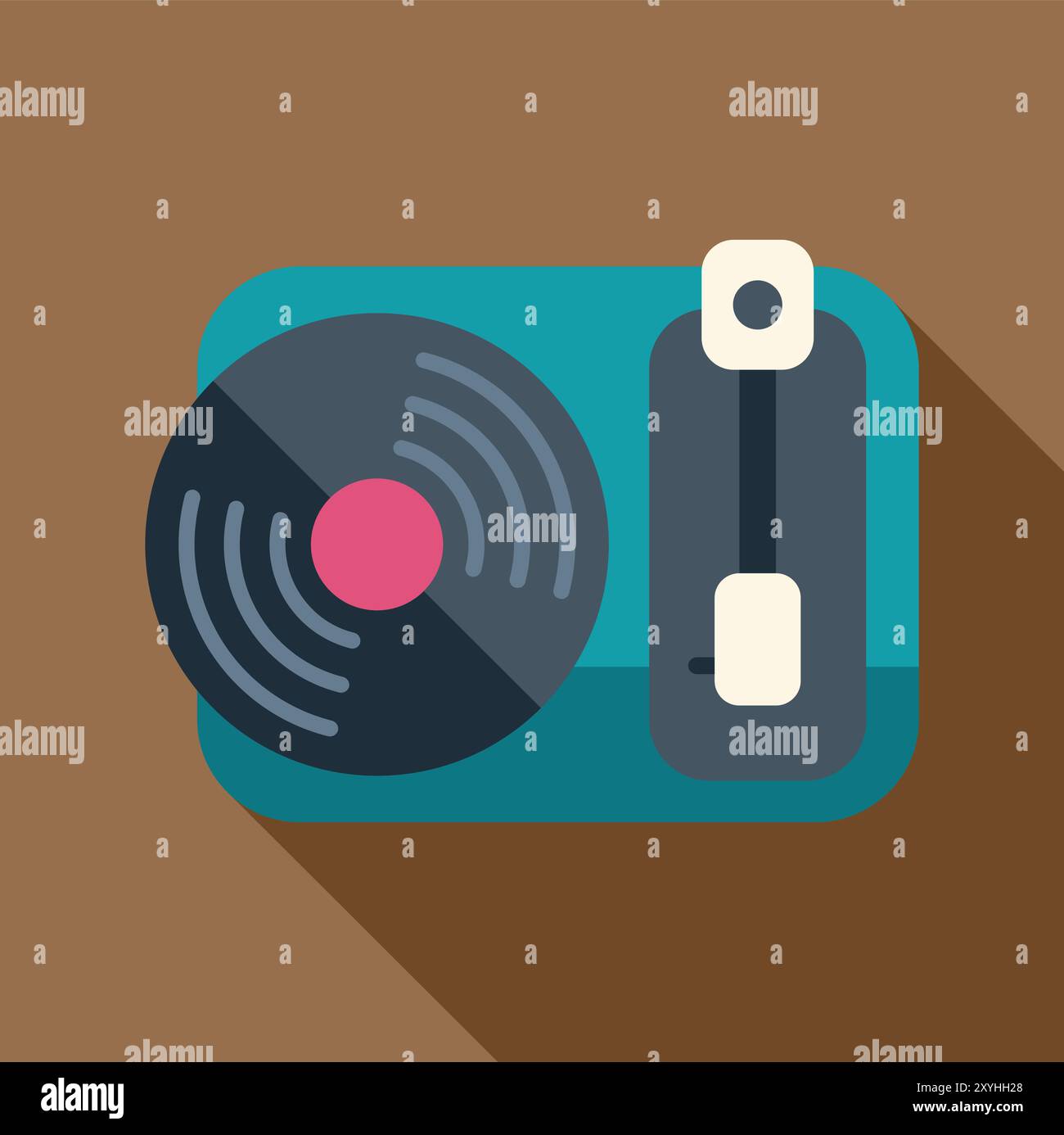 Vector illustration featuring a vintage record player playing a vinyl ...