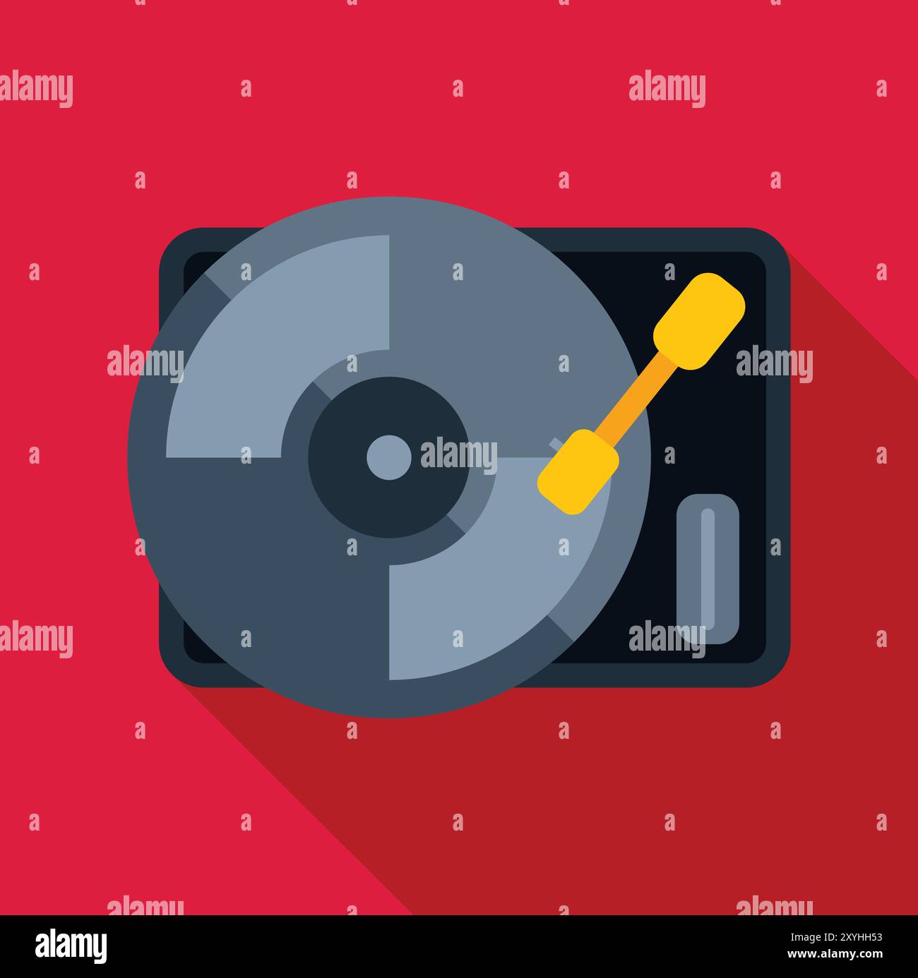 Vector illustration in flat design style of a vinyl record player ...