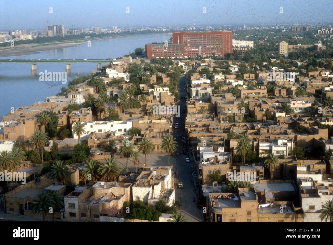View of Baghdad with the al-Mansour Melia Hotel on the banks of the ...