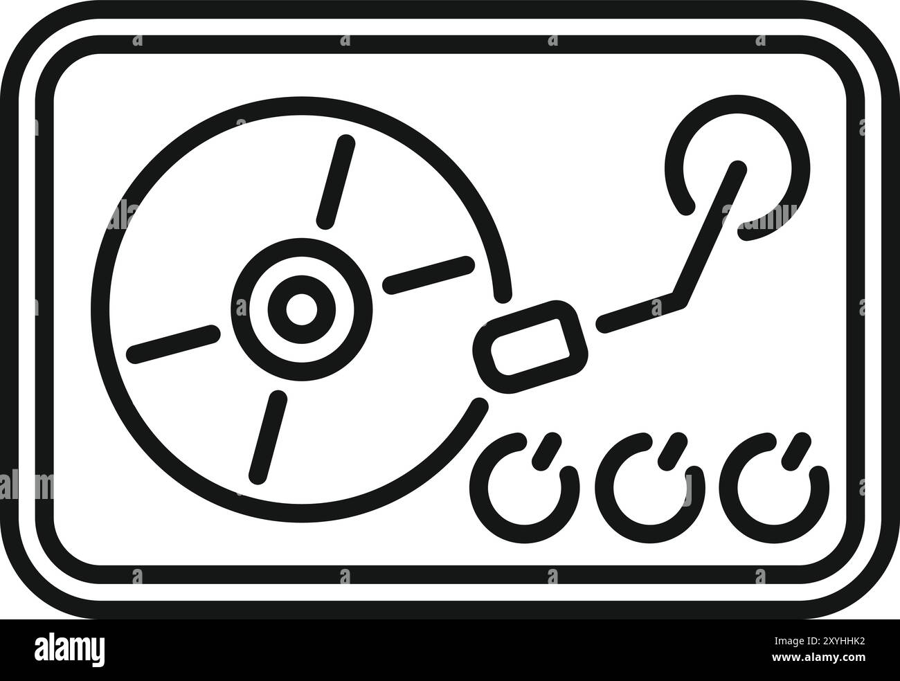 Minimalist vector illustration of a vinyl record player playing music ...