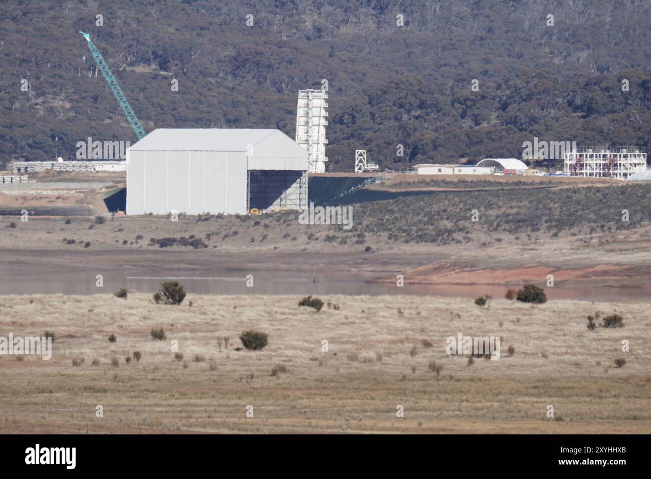 Tantangara Dam, NSW, Australia, 11th June 2023; The construction site ...