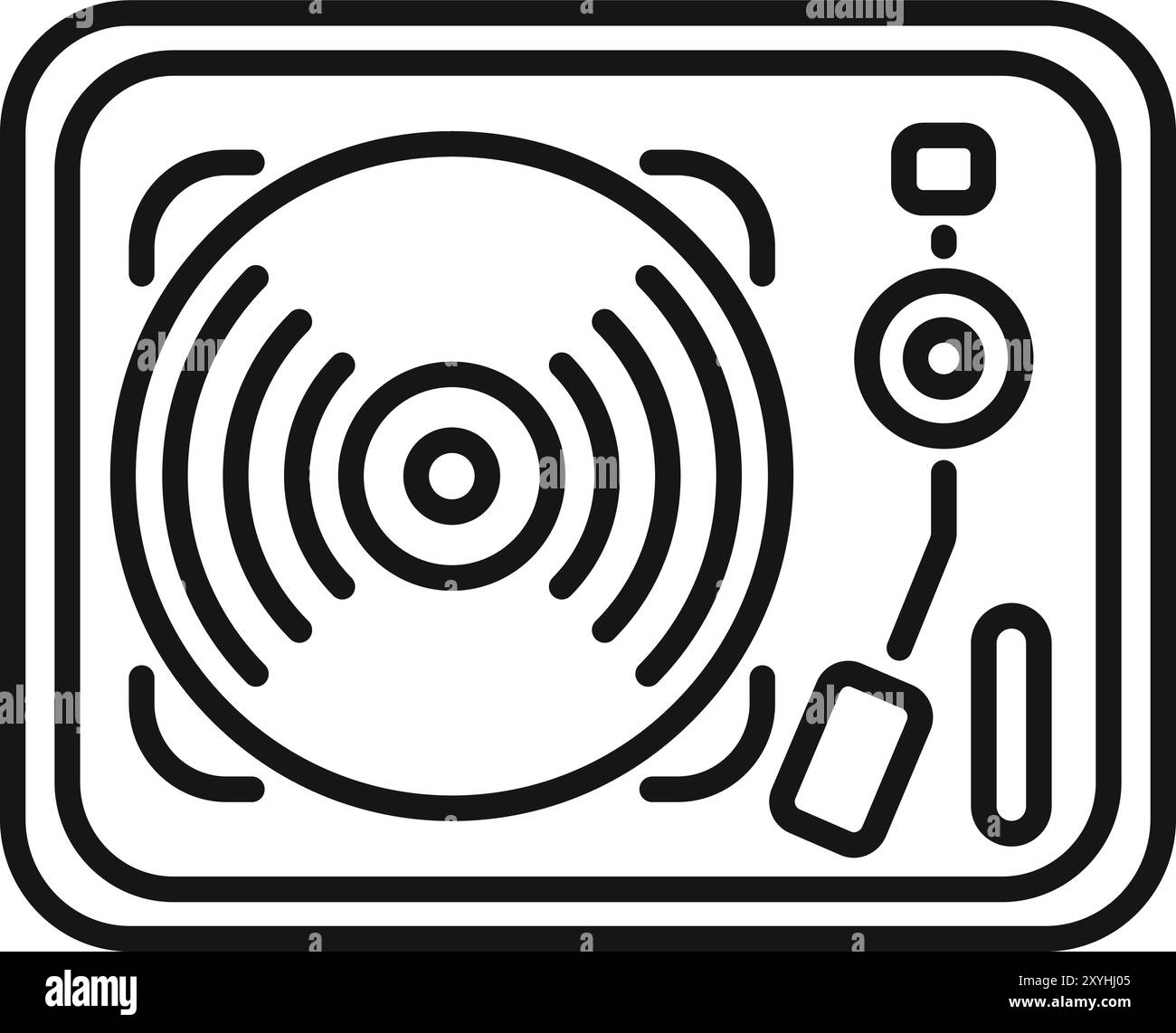 Vinyl record player top view icon in outline style isolated on white ...