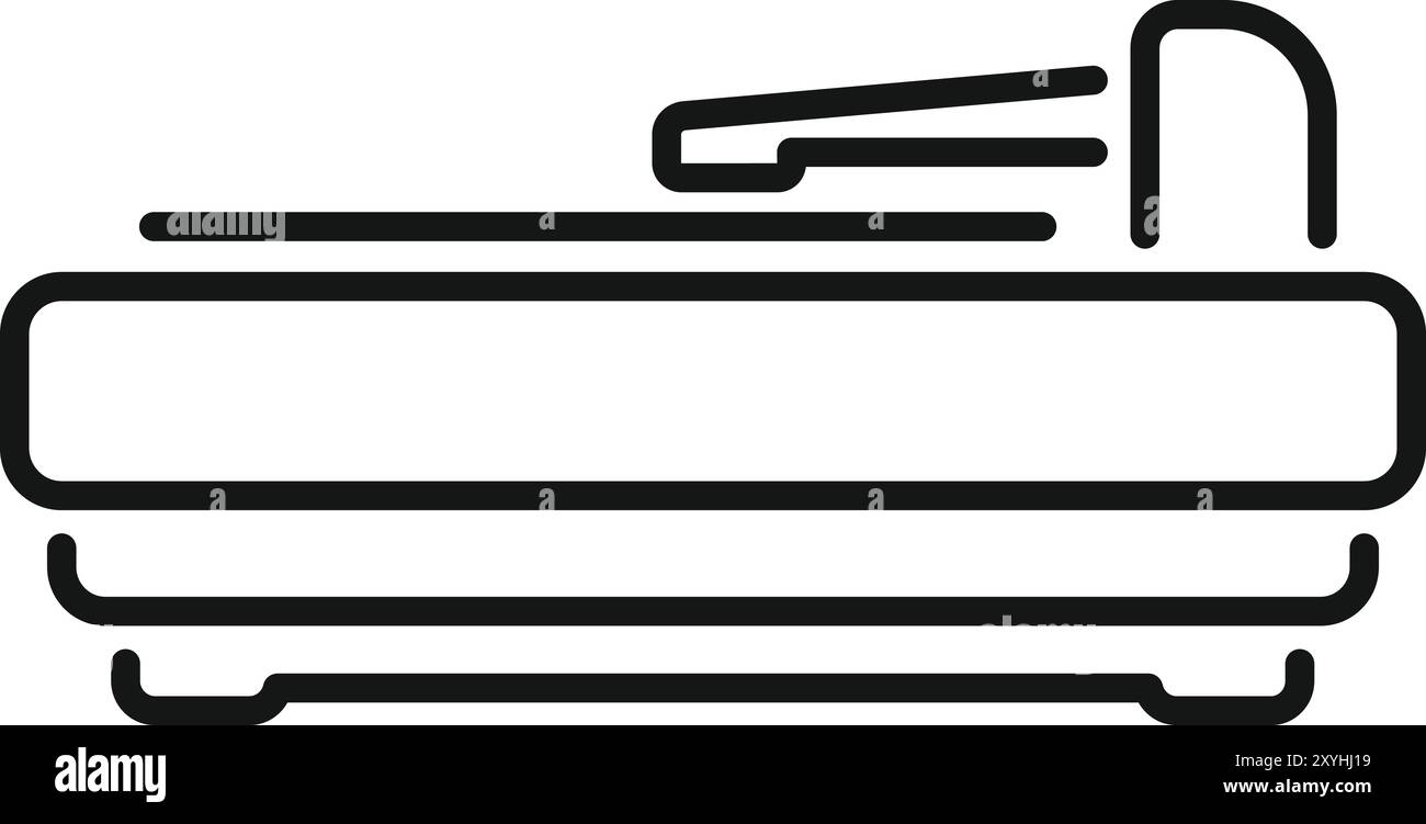 Simple black and white line drawing representing a hospital bed ...