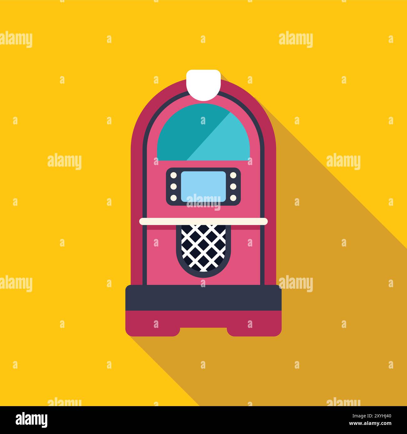 Pink vintage jukebox casting a long shadow on a yellow background ...