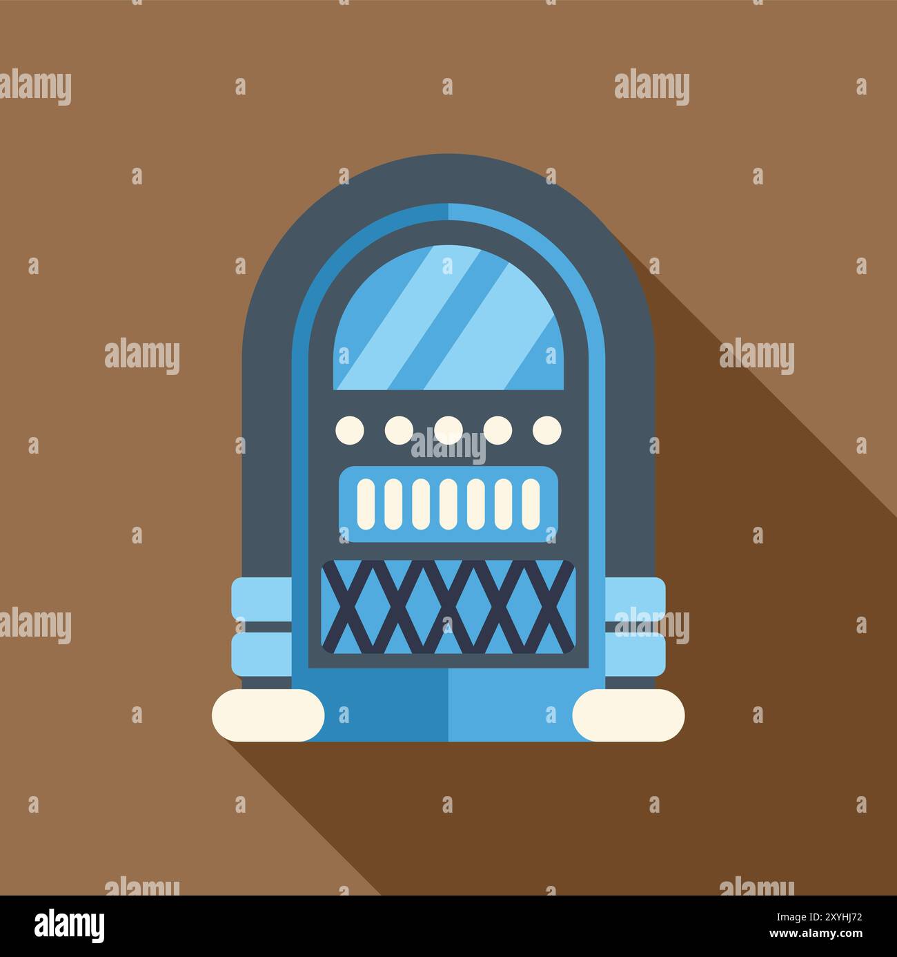 Blue jukebox casting a long shadow on a brown background, perfect for ...