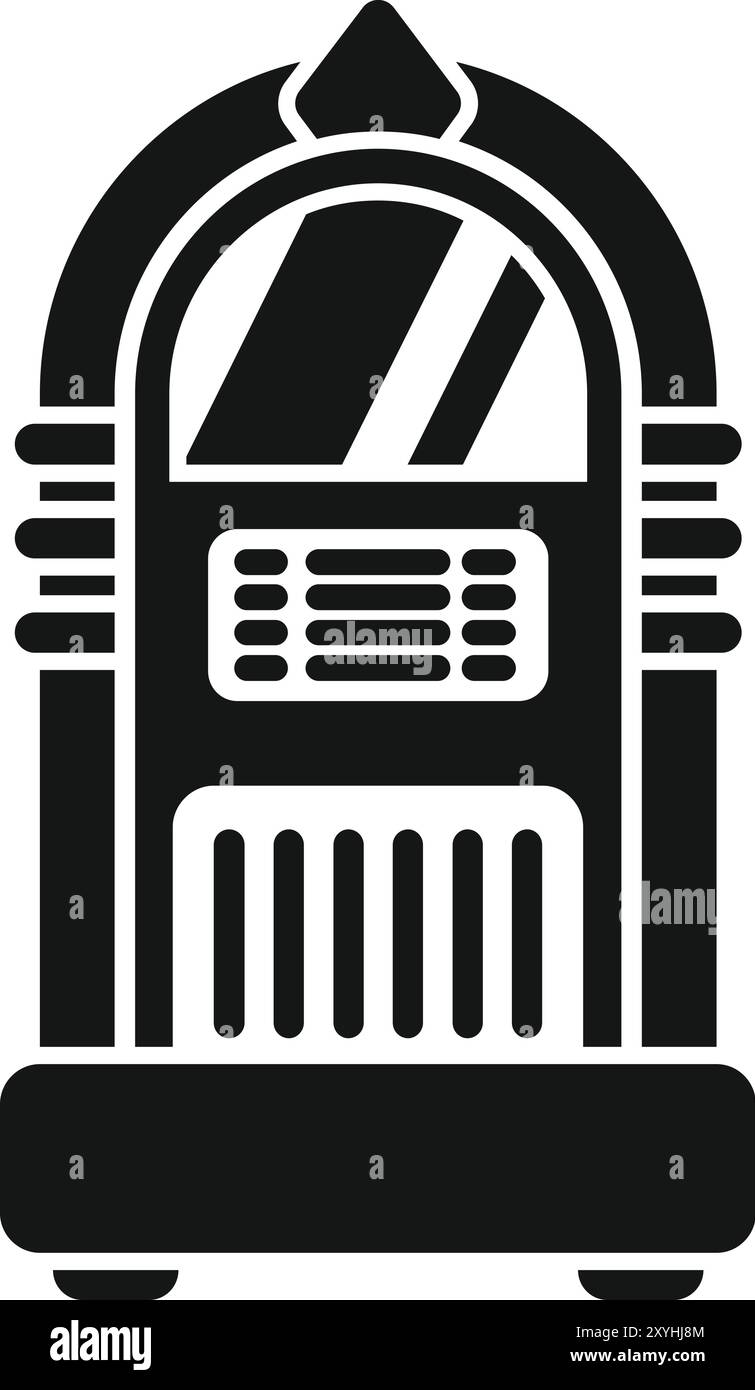Classic jukebox playing vinyl records in monochrome Stock Vector Image ...