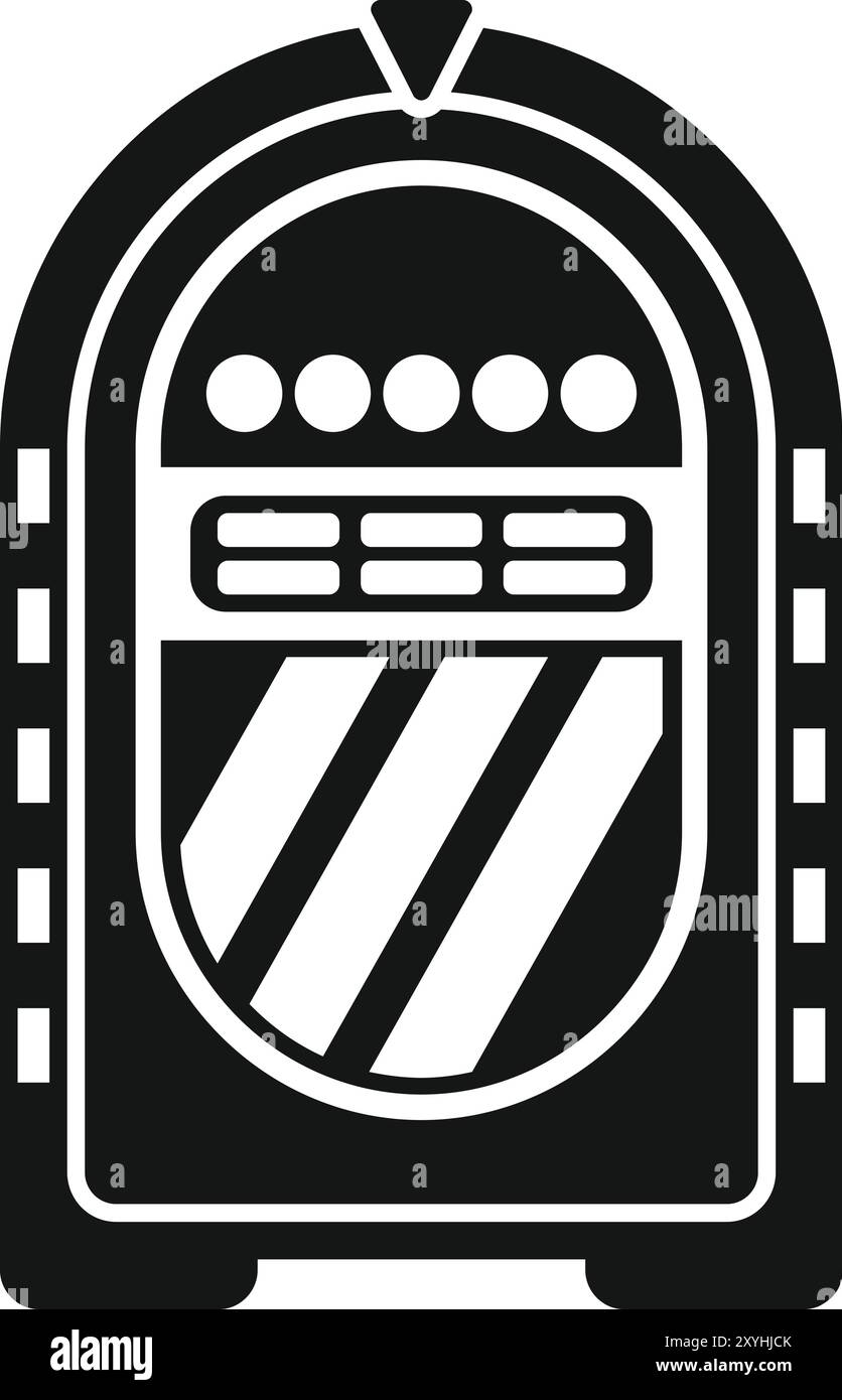 Black silhouette of a vintage jukebox playing music, isolated on a ...