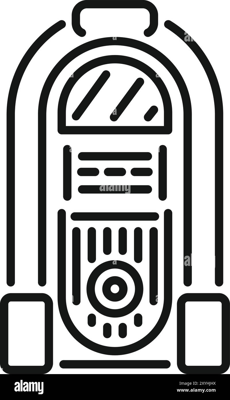 Simple line art icon of a vintage jukebox playing music, isolated on a ...