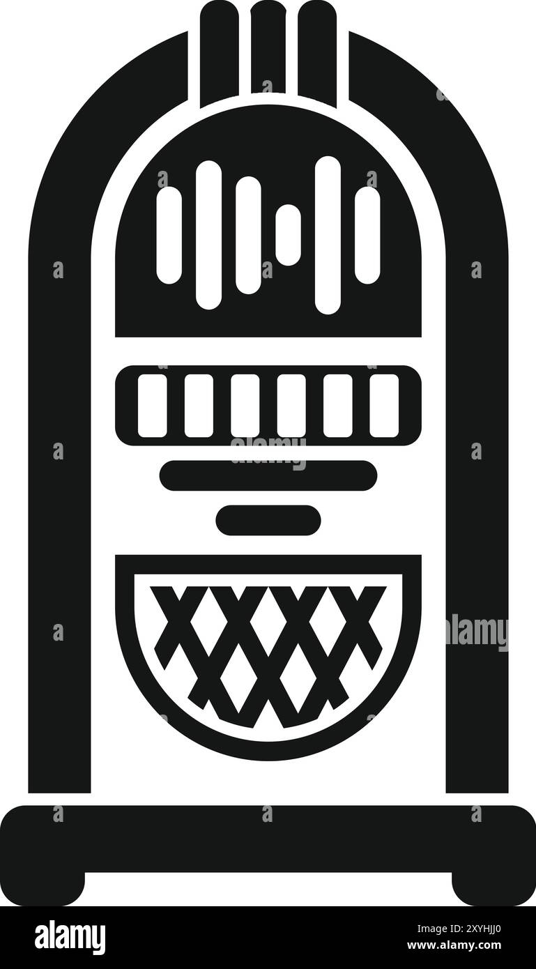 Black glyph icon representing a vintage jukebox playing music, designed ...
